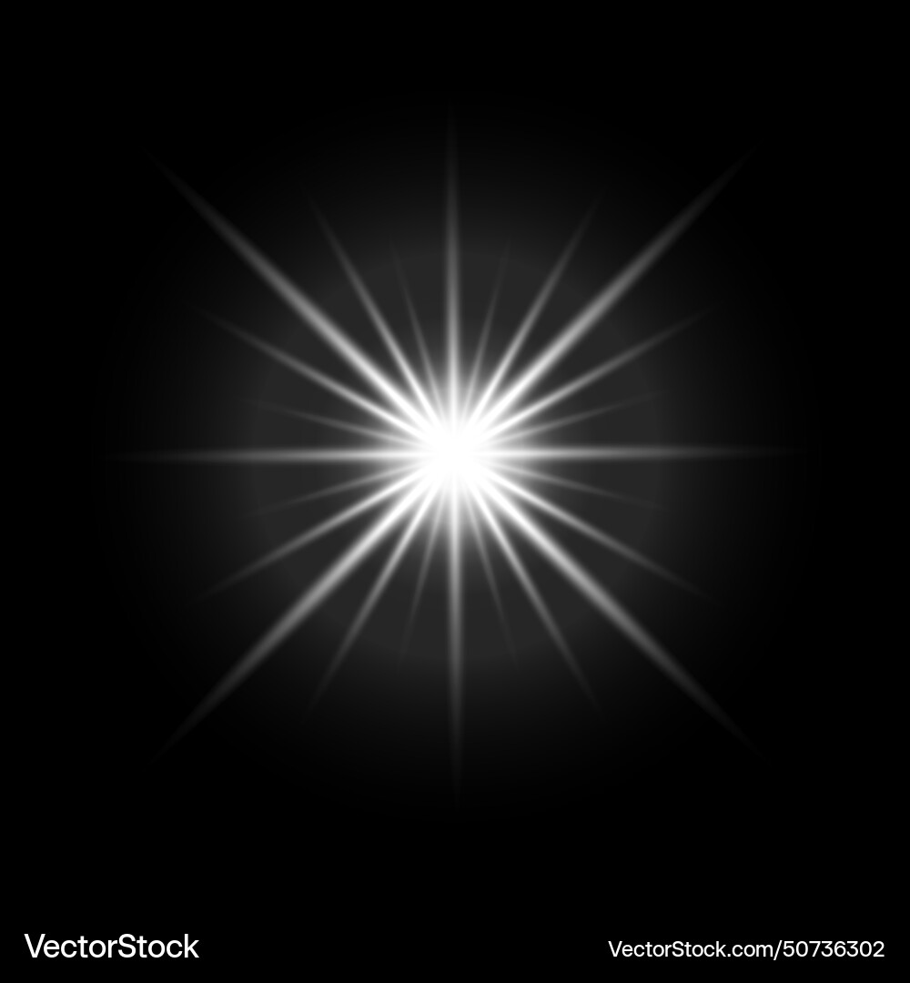 Bursting star light realistic flare ray element Vector Image