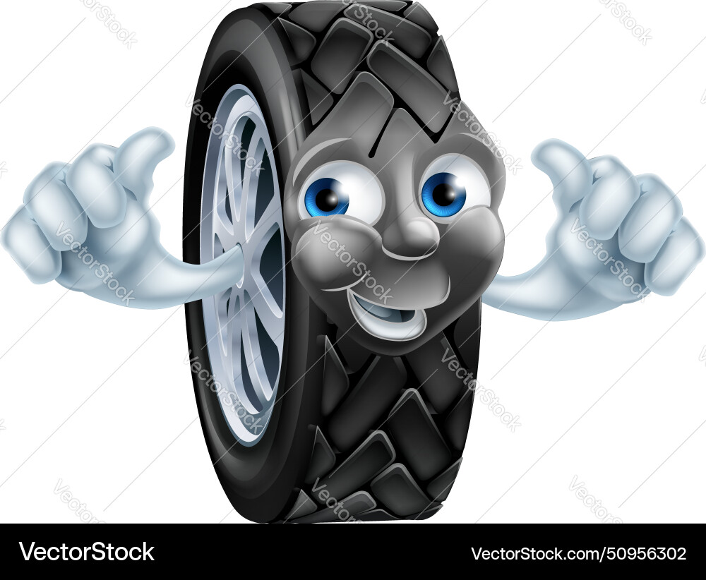 Cartoon tire mascot Royalty Free Vector Image - VectorStock