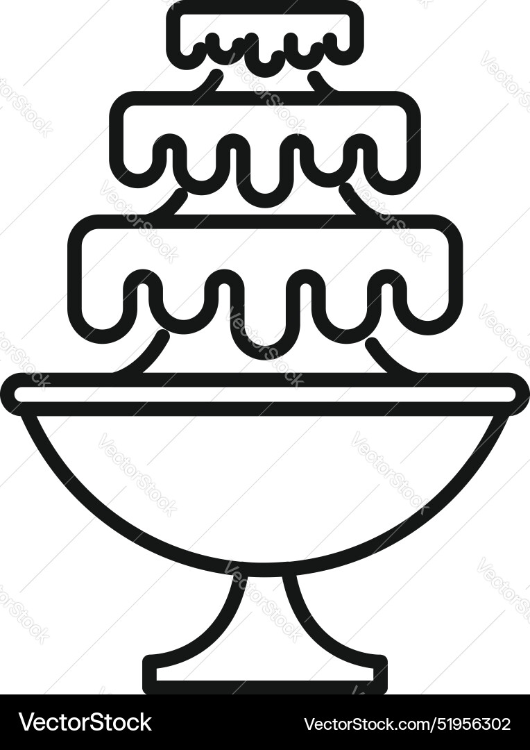 Fountain flowing water park decoration outline Vector Image