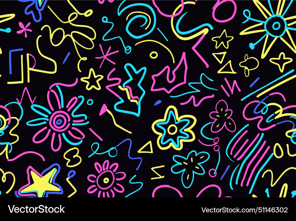 Fun shapes children seamless pattern flower Vector Image