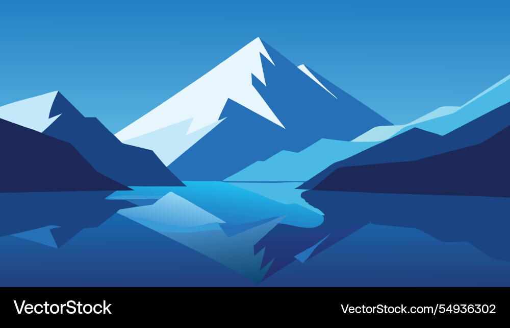 Lake reflecting a majestic glacier Royalty Free Vector Image