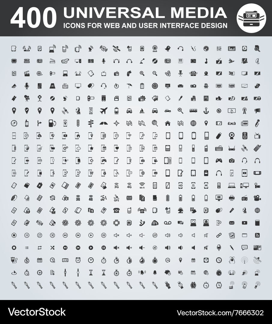 Media icon set Royalty Free Vector Image - VectorStock