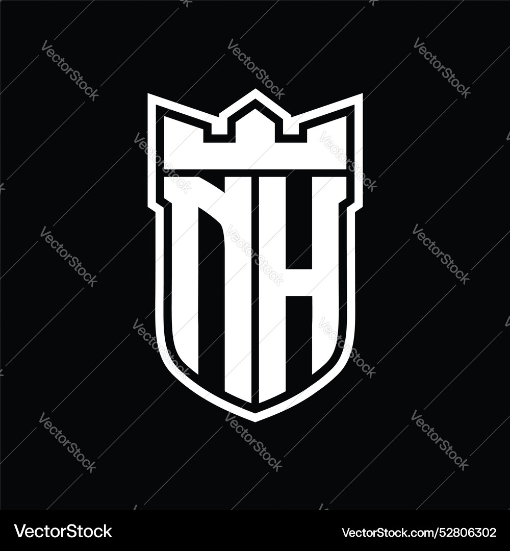 Nh logo shield shape with geometric crown inside Vector Image