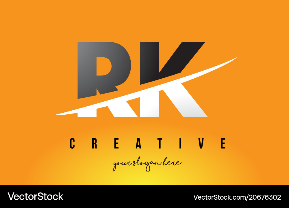 Rk r k letter modern logo design with yellow Vector Image