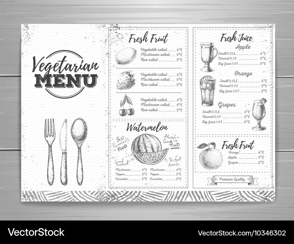 Rustic Fruit & Vegetable Menu Royalty Free Vector Image