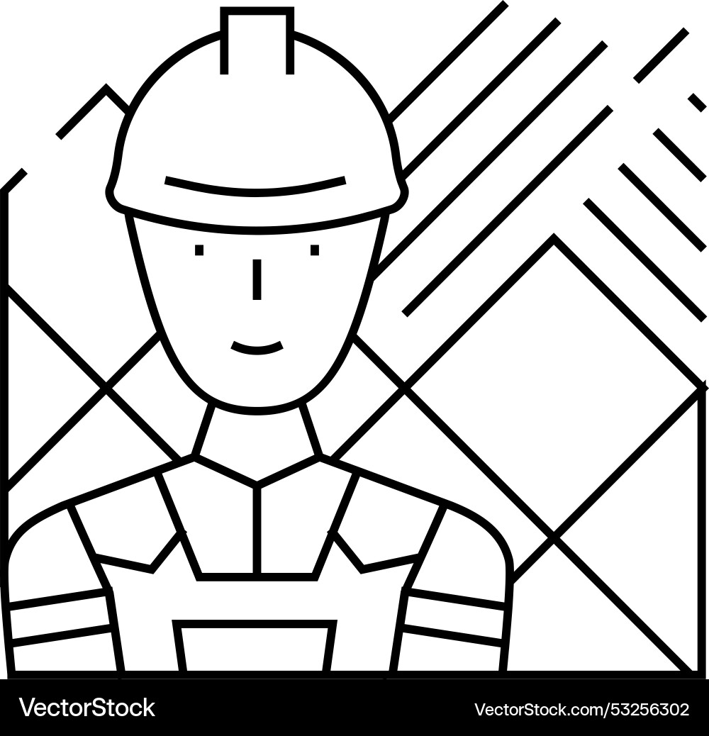 Tiler handyman line icon Royalty Free Vector Image