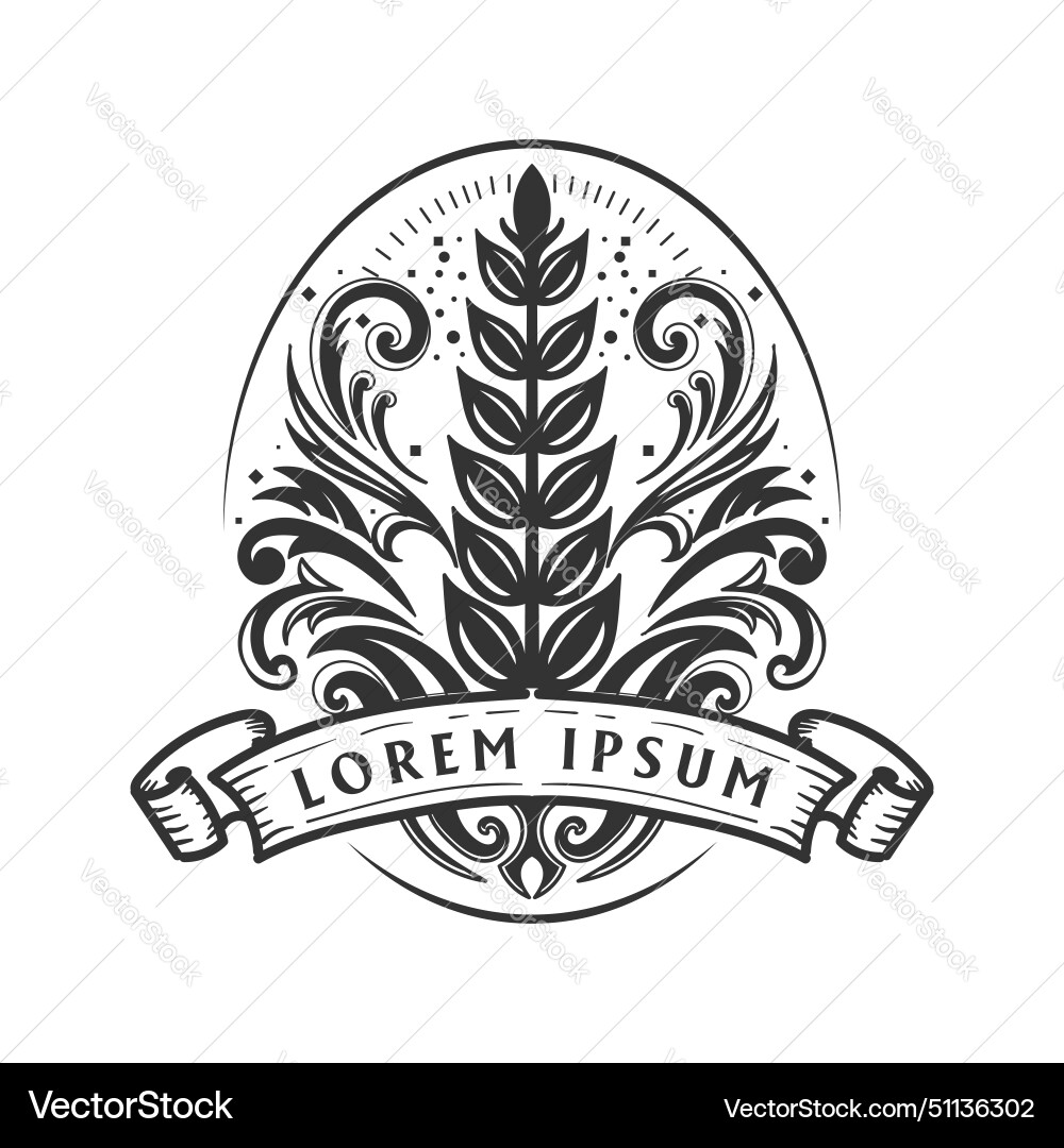 Vintage retro grain wheat malt rice grass Vector Image