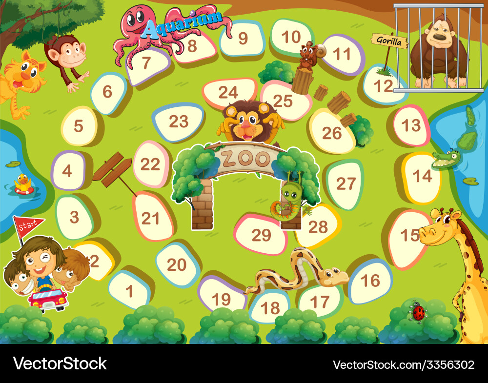 Zoo theme boardgame Royalty Free Vector Image - VectorStock