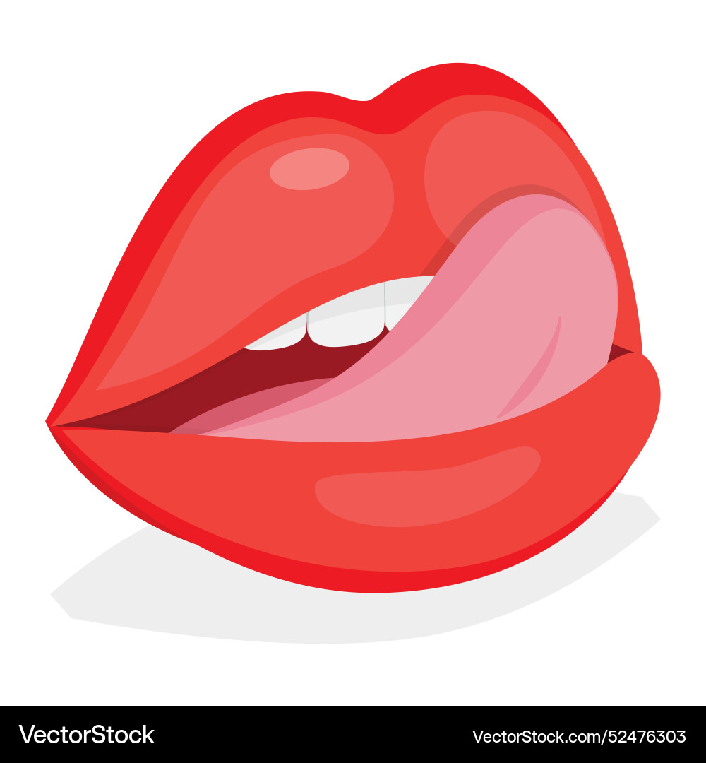 3d isometric flat set of female lips item Vector Image