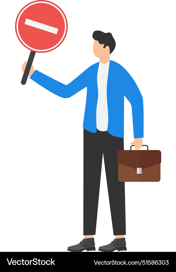 Businessman holding stop sign Royalty Free Vector Image