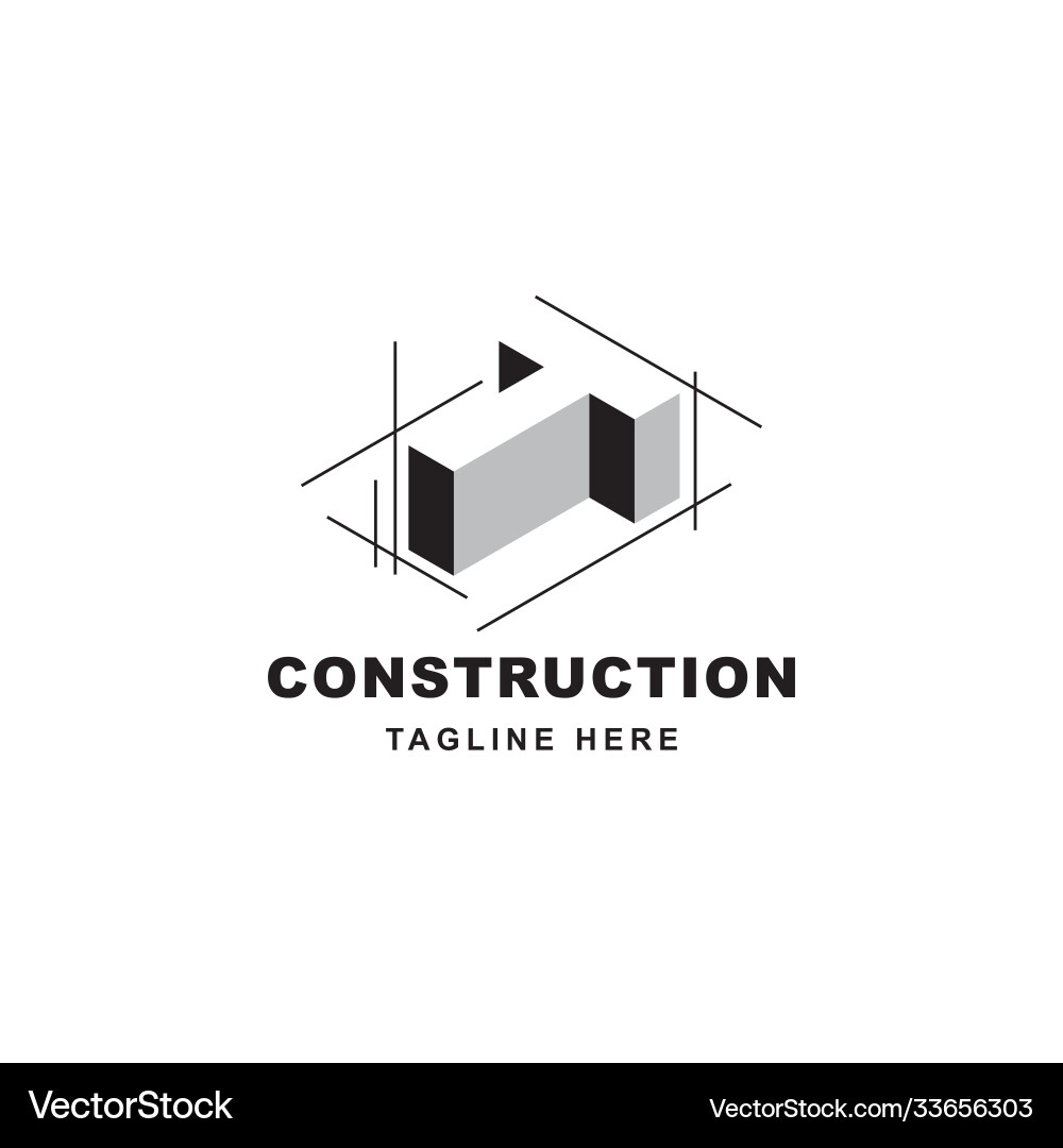 Construction logo design with letter t shape icon Vector Image