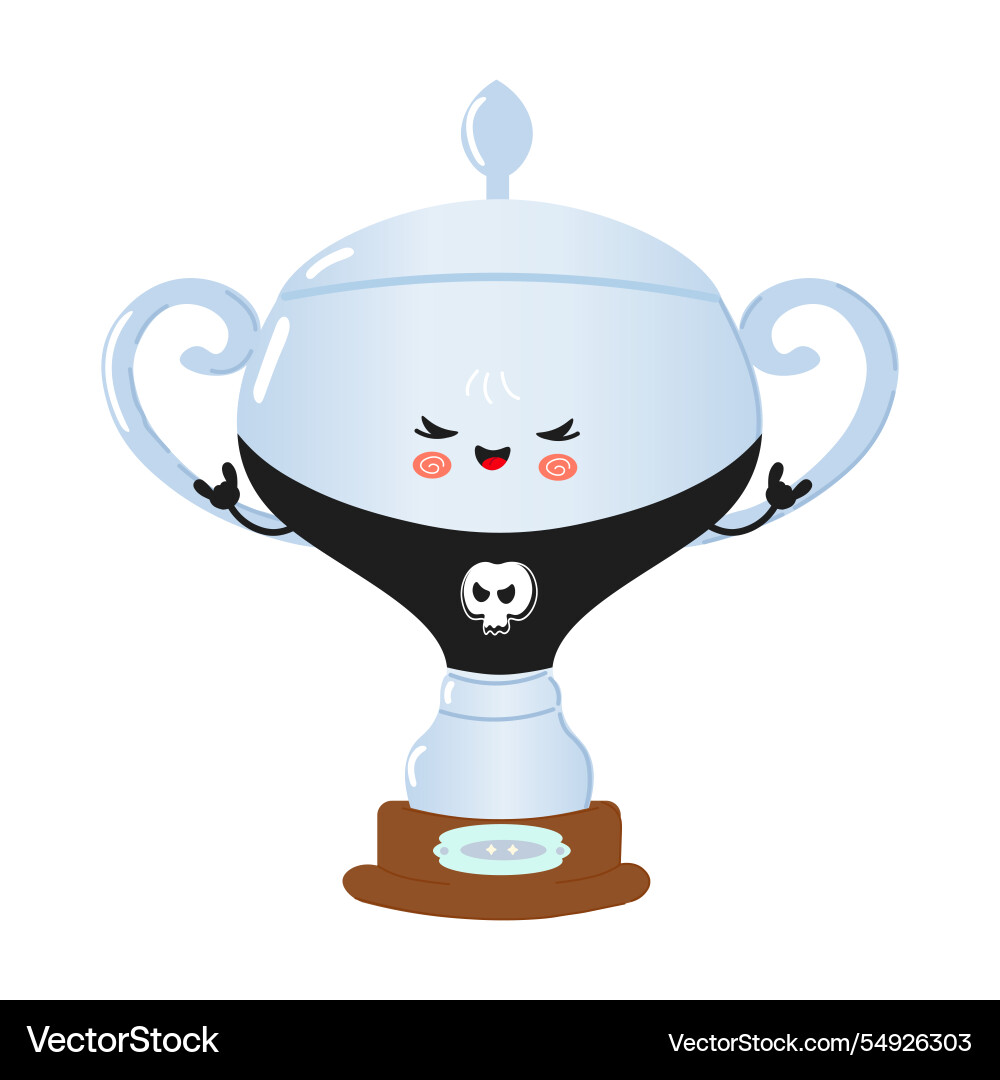 Cute cartoon silver trophy cup character Vector Image