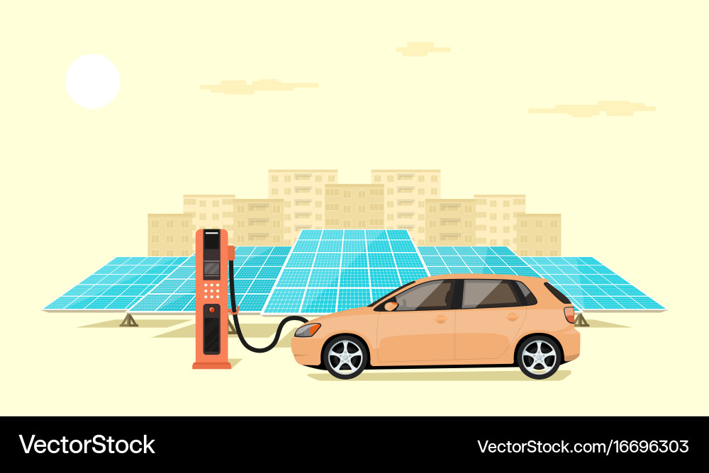 Electric car charging Royalty Free Vector Image