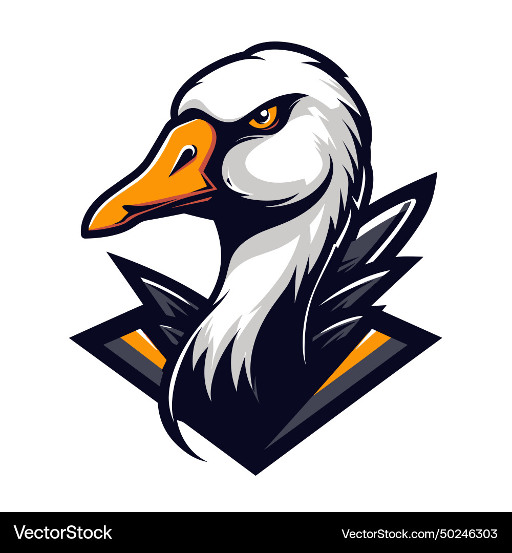 Esport logotype goose icon sticker swan Royalty Free Vector