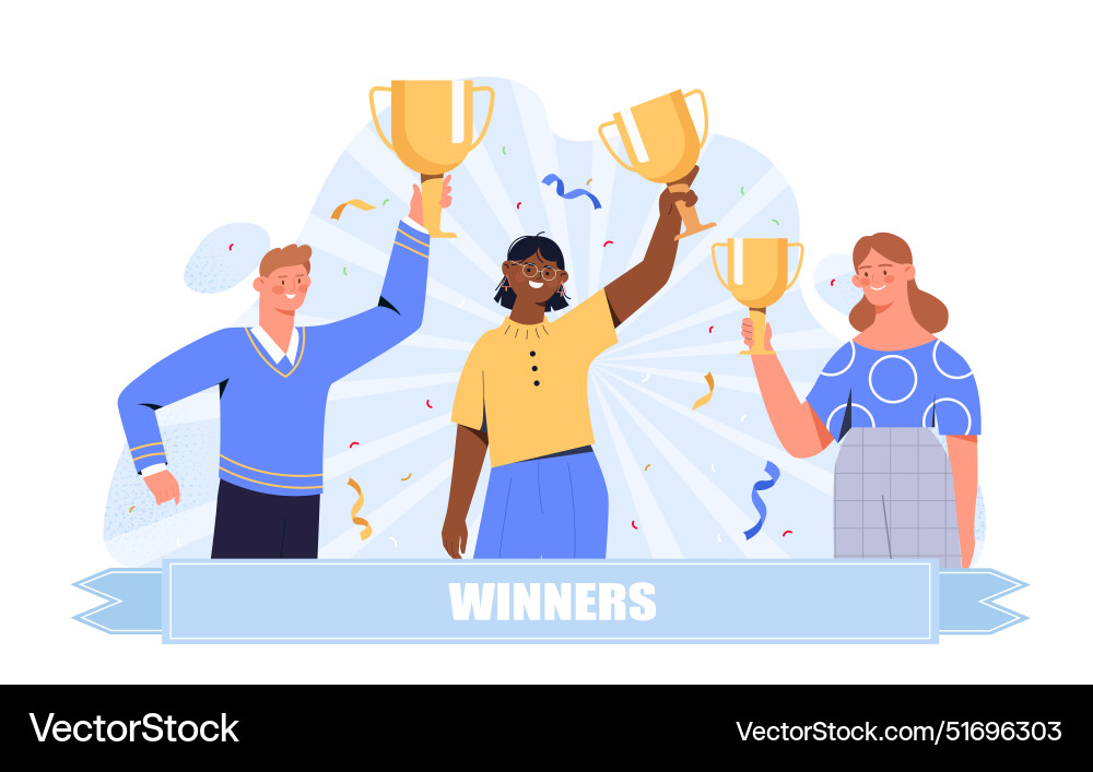 Happy winners concept Royalty Free Vector Image