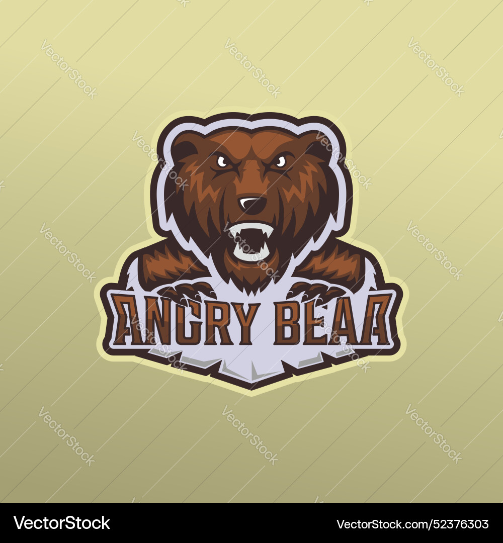 Mascot sticker angry bear logo design template Vector Image