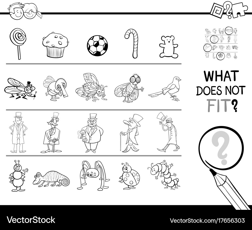 Not fitting picture game coloring page Royalty Free Vector
