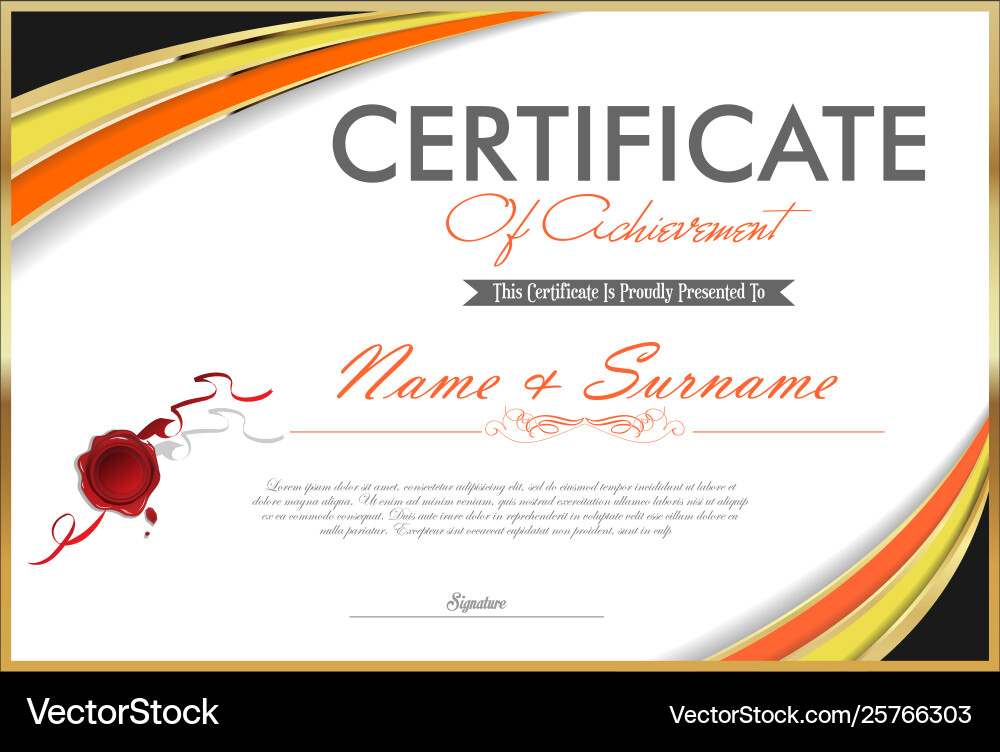 Retro Certificate Diploma Template Royalty Free Vector Image