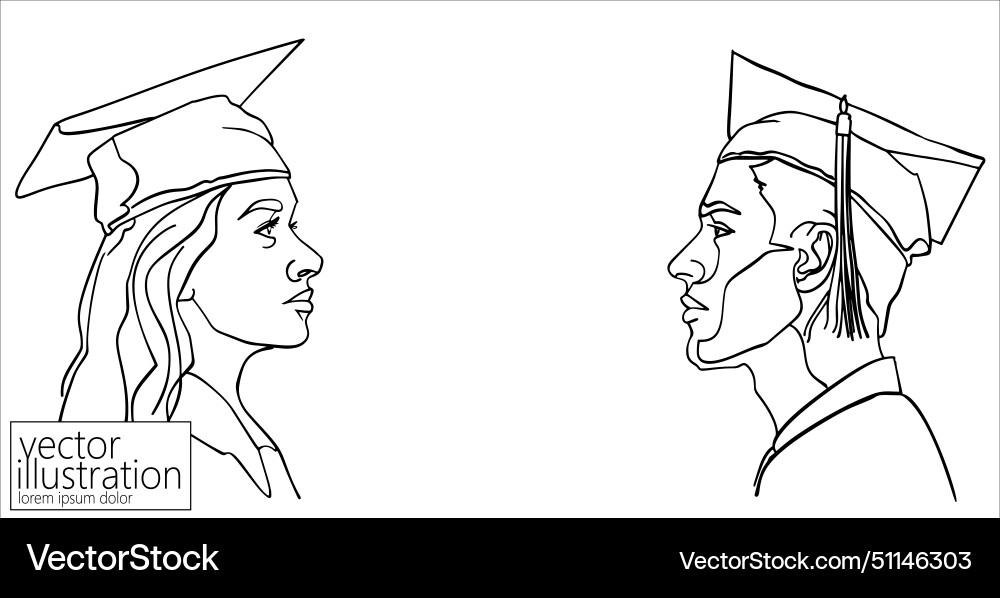 Single continuous line art graduation man Vector Image