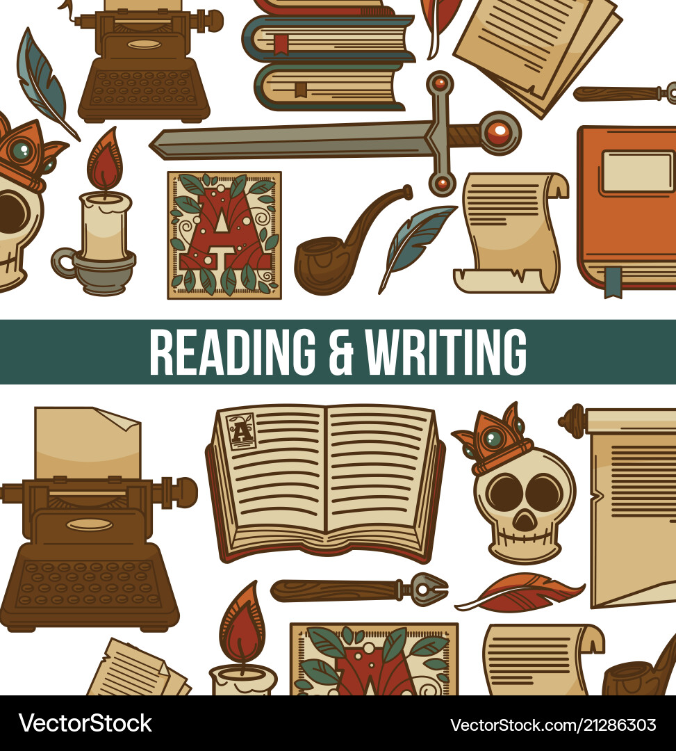 Vintage Reading & Writing Poster Royalty Free Vector