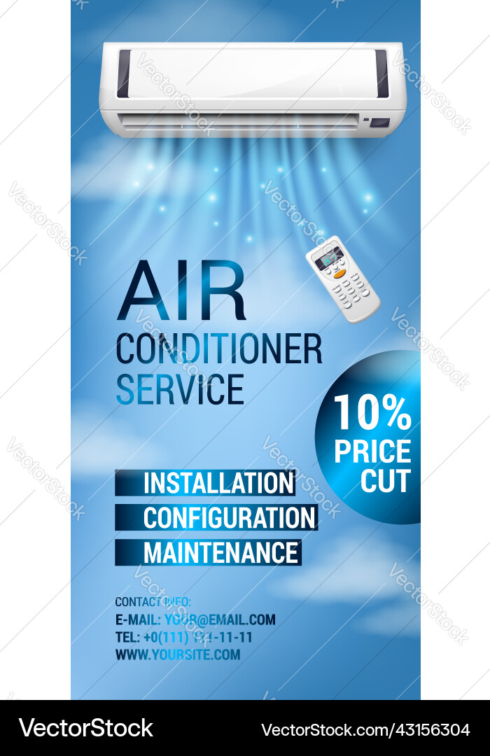 Air conditioning repair flyer with realistic Vector Image