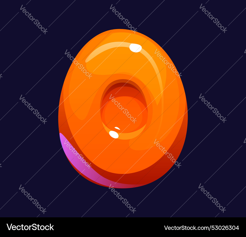 Cartoon number zero as an orange glossy candy Vector Image