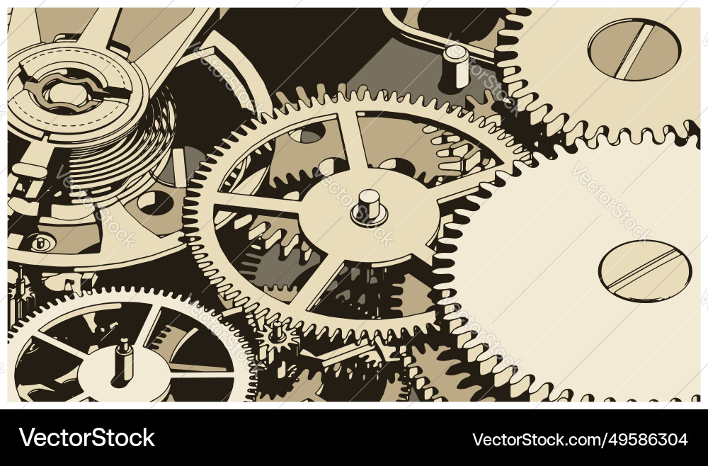 Clock mechanism close-up Royalty Free Vector Image