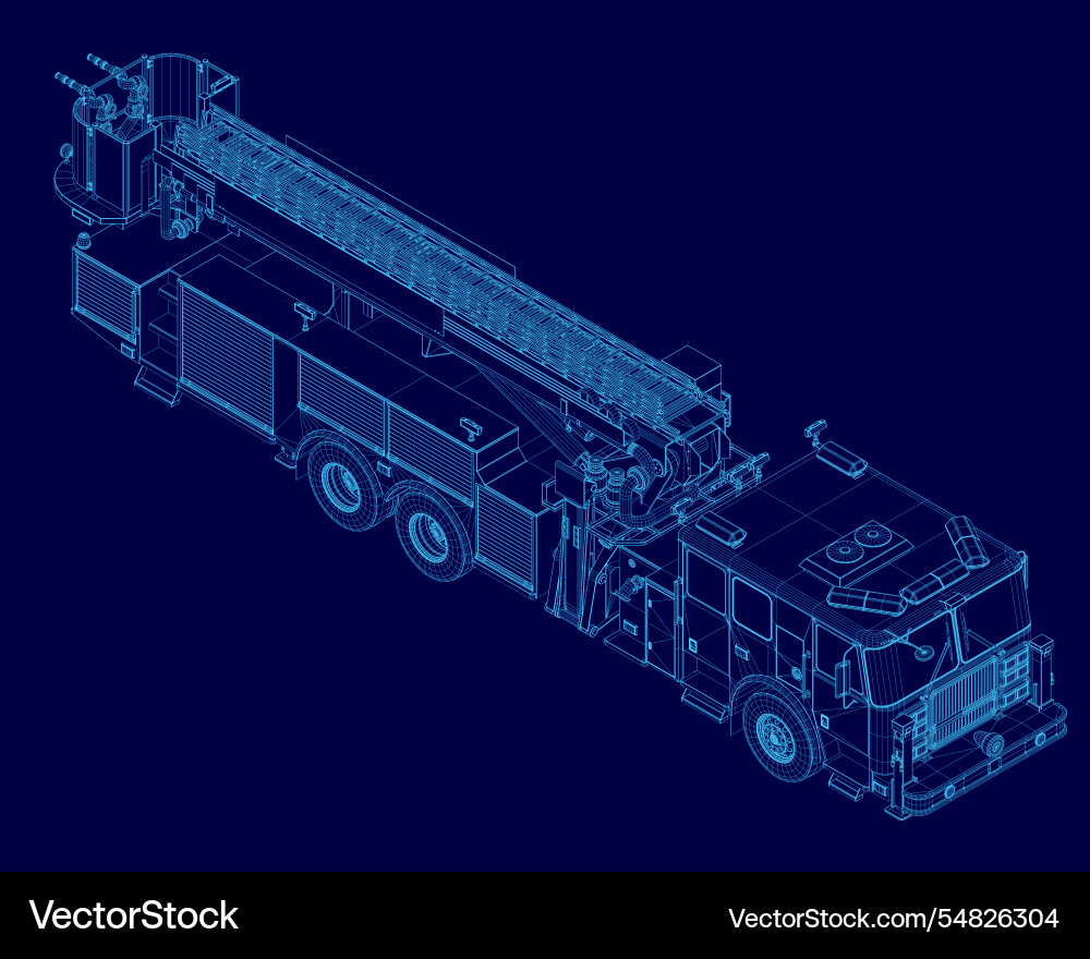 Fire engine truck or firetruck car wireframe Vector Image