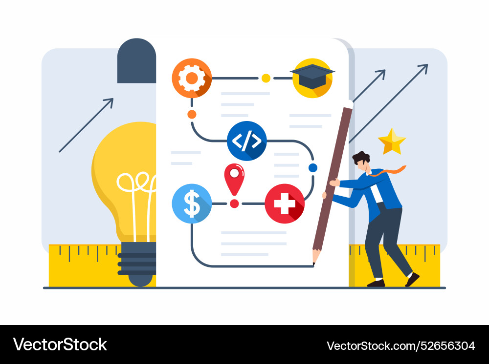 Flat of professional drawing career road map Vector Image