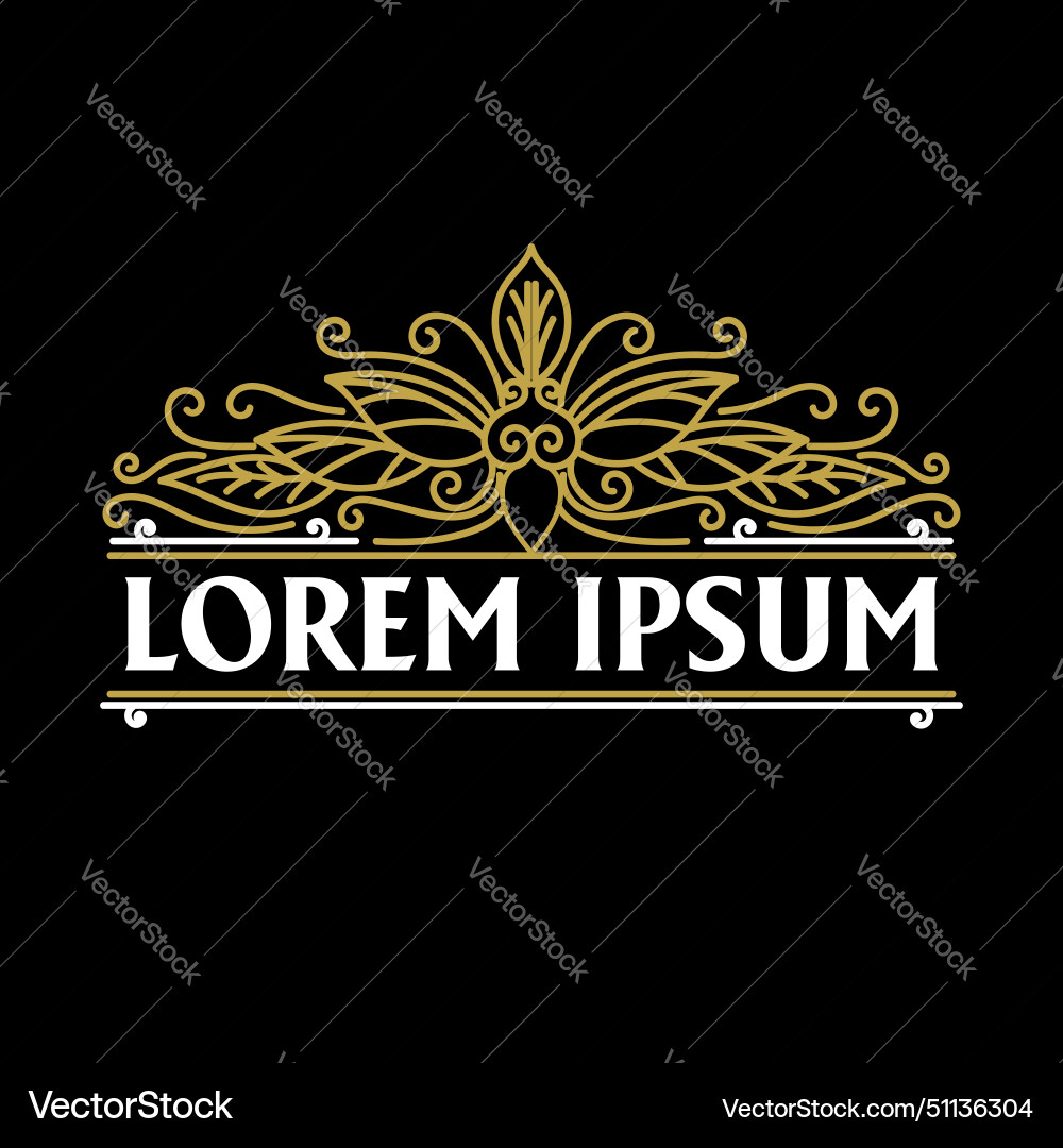 Golden royal border frame with art deco ornaments Vector Image