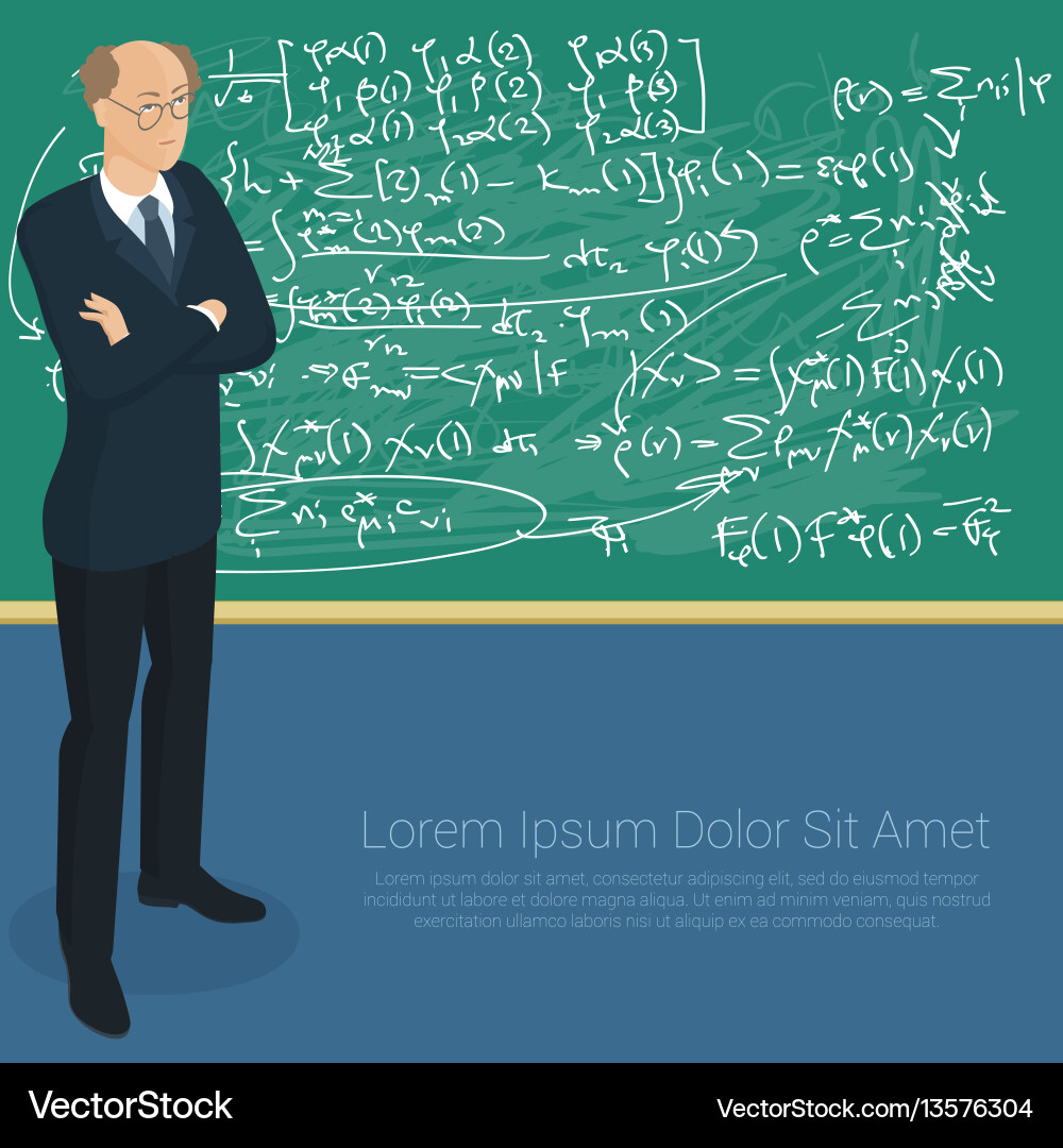 Math professor at the blackboard Royalty Free Vector Image