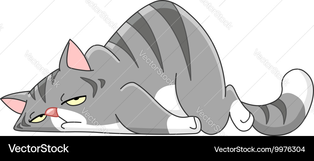 Sleepy Cat Lying Down Royalty Free Vector Image