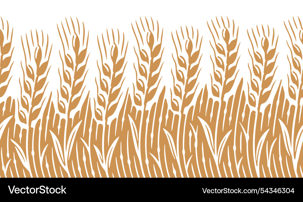 Wheat ears in field seamless decorative pattern Vector Image