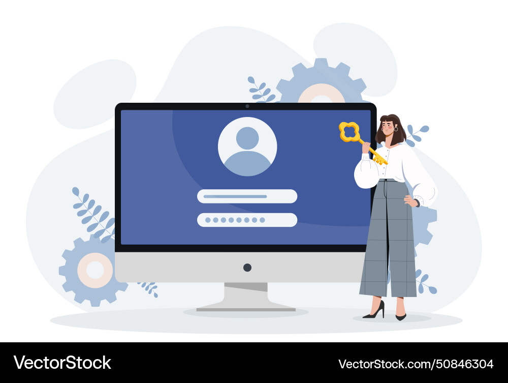 Woman with login and password Royalty Free Vector Image