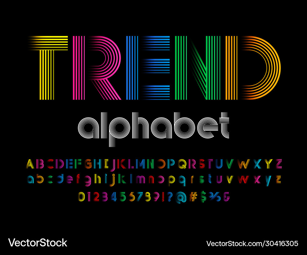 Color line font Royalty Free Vector Image - VectorStock