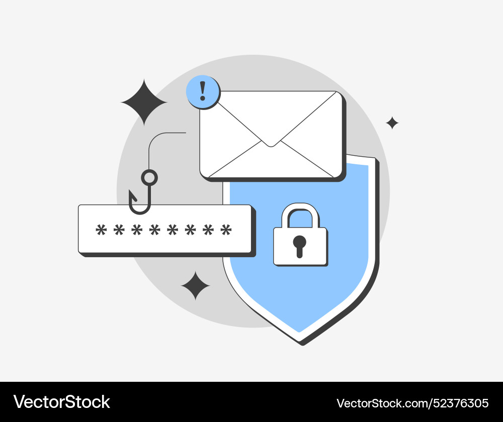 E-mail phishing attack concept digital online Vector Image
