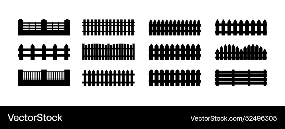 Fence template element icon set isolated Vector Image