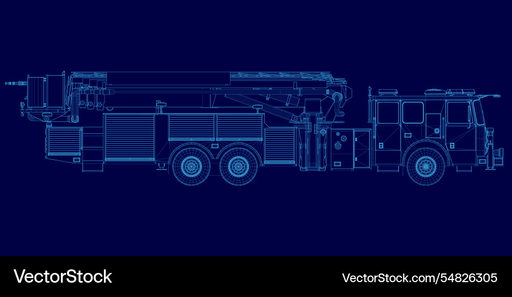 Fire engine truck or firetruck car wireframe Vector Image