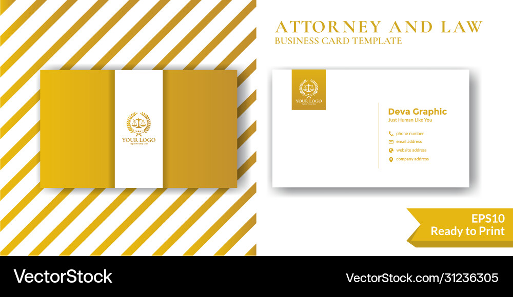Gold law business card design template Royalty Free Vector