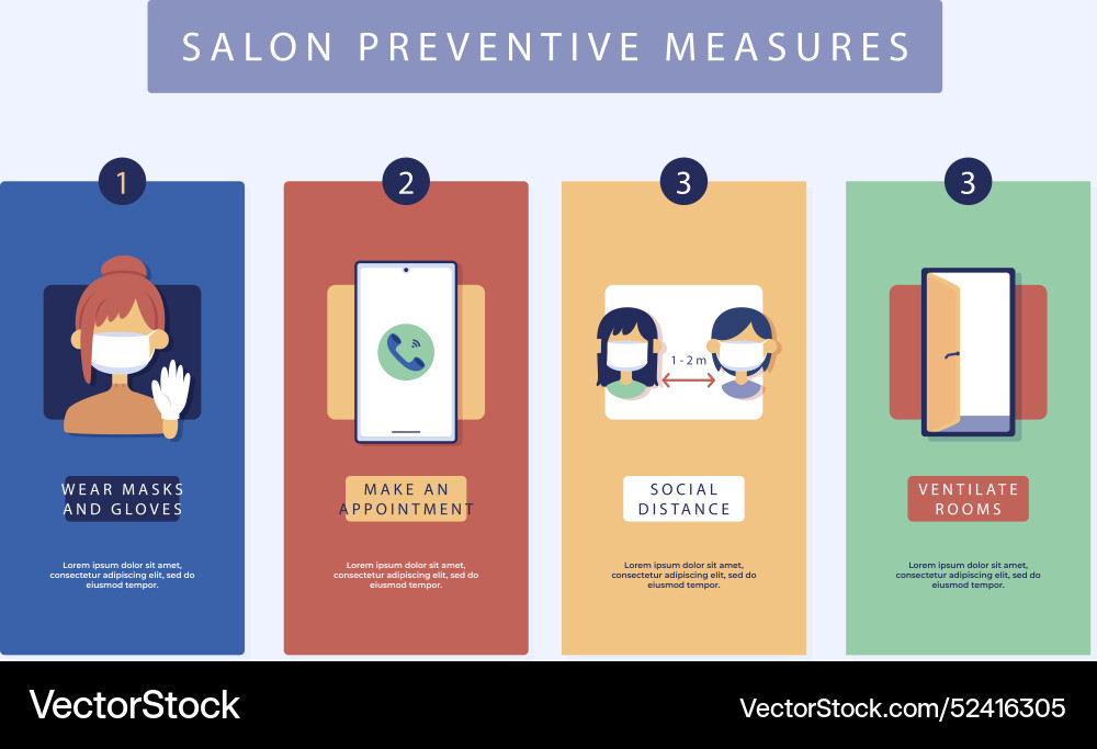 Hair salons preventive measures Royalty Free Vector Image