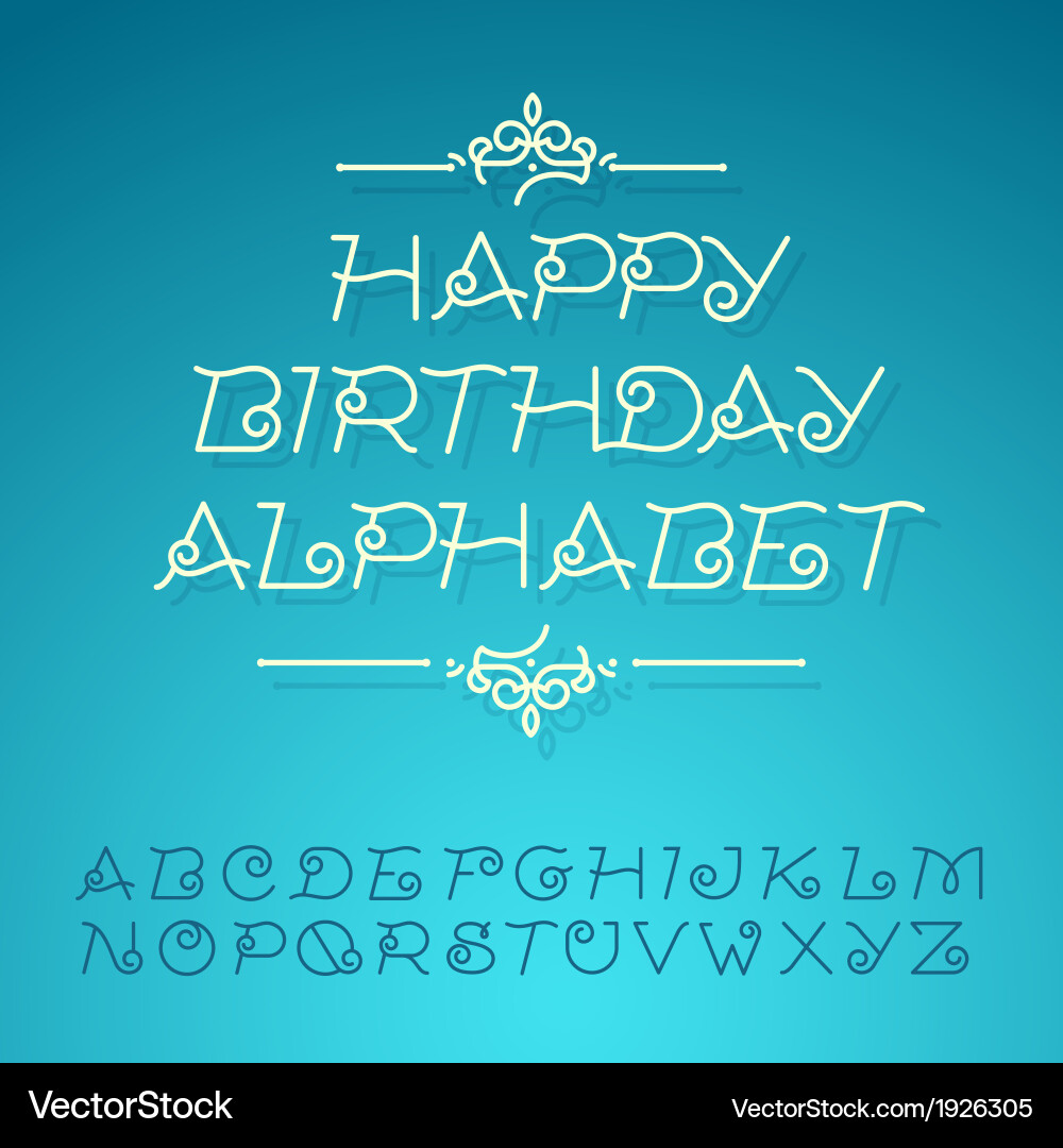 Hand-drawn alphabet letters happy birthday design Vector Image