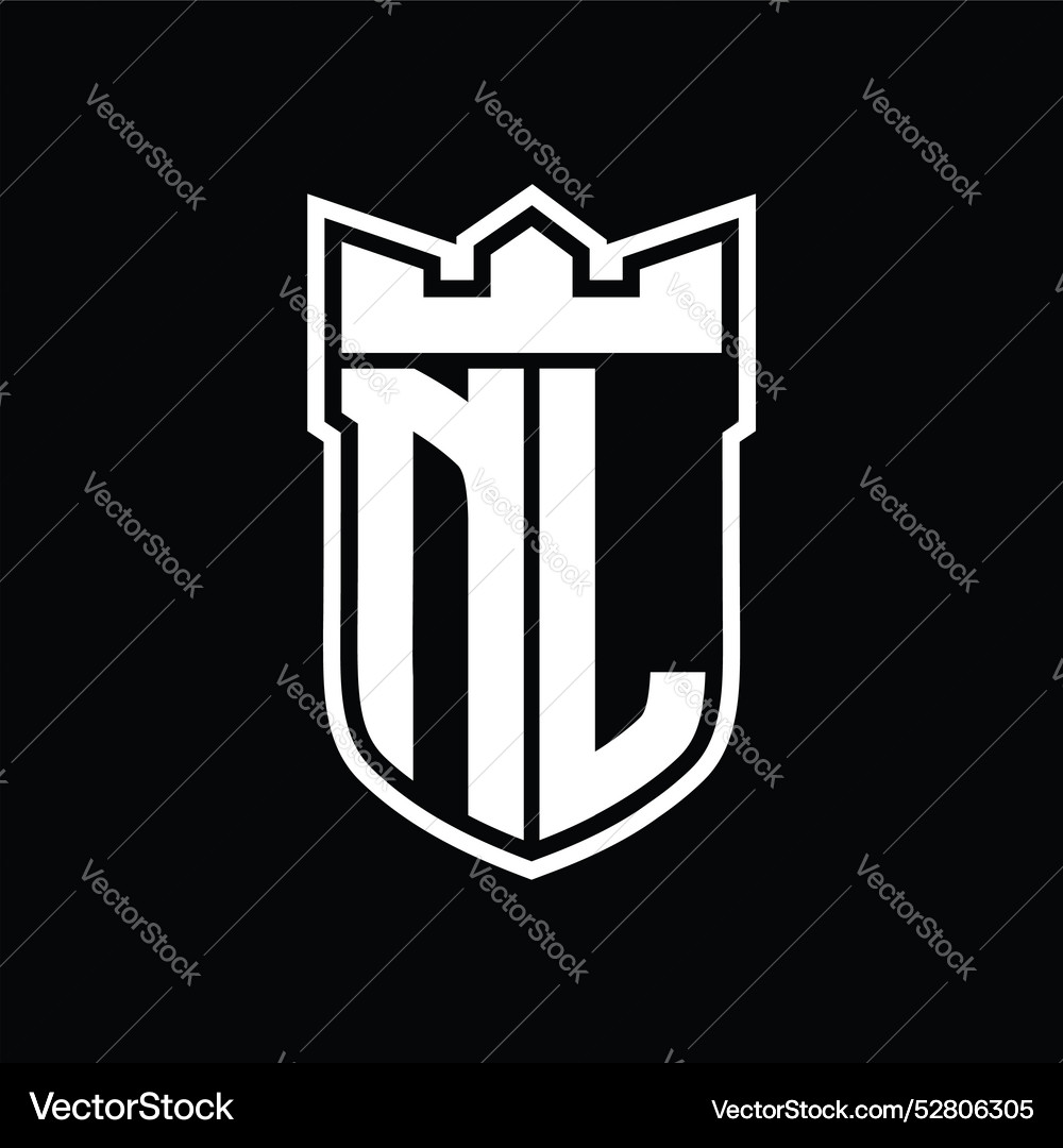 Nl logo shield shape with geometric crown inside Vector Image