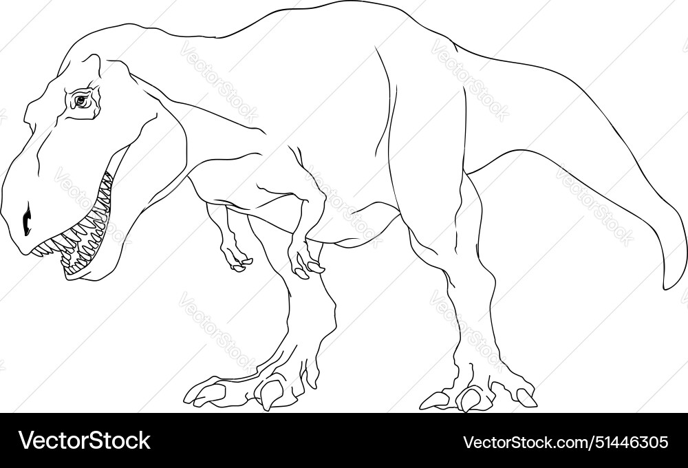 Outlined t-rex dinosaur graphic design Royalty Free Vector