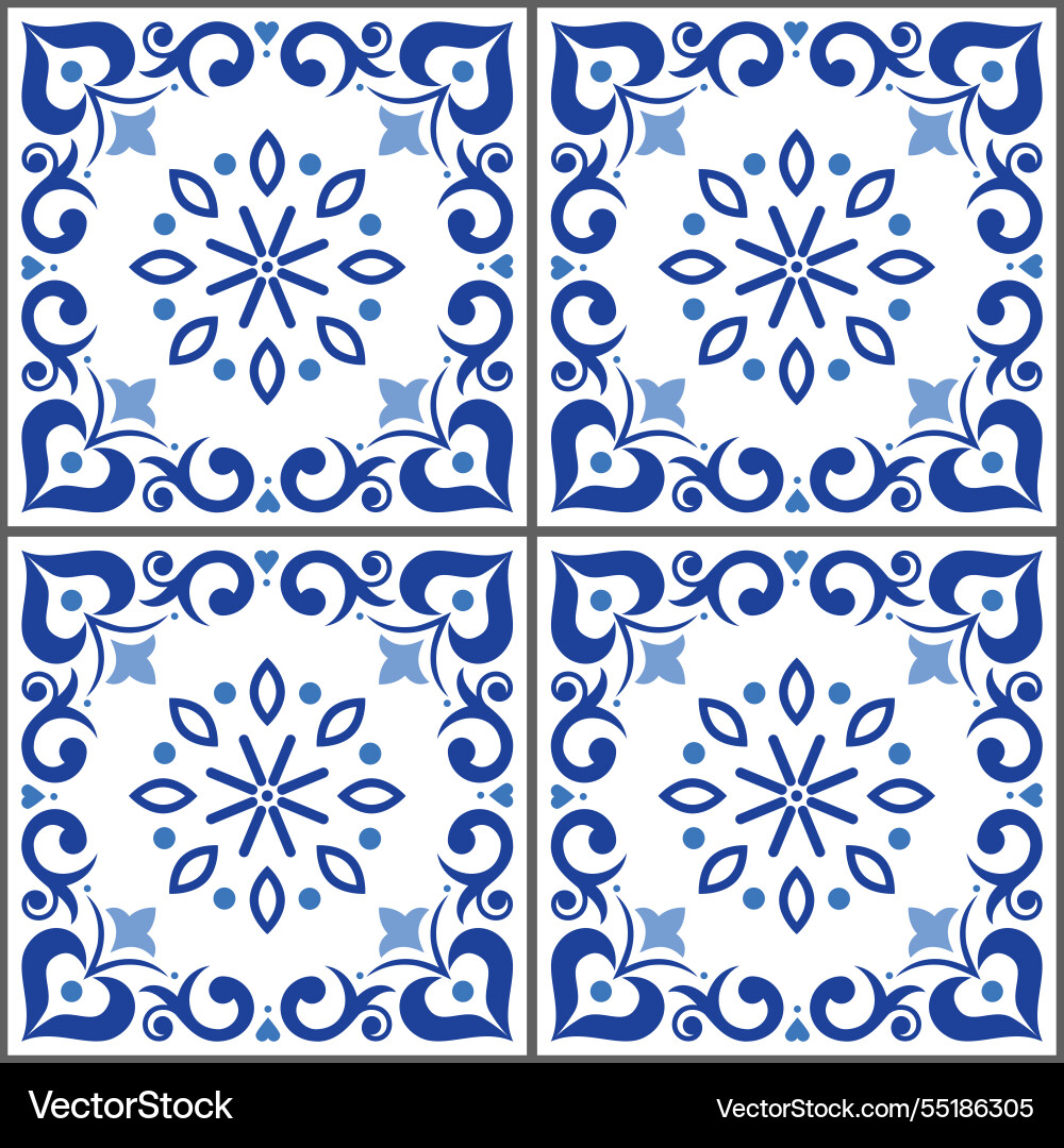Portuguese and spanish tiles pattern Royalty Free Vector