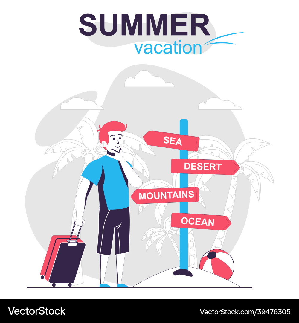 Summer vacation isolated cartoon concept Vector Image