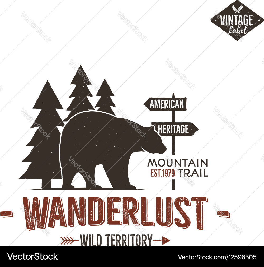 Vintage wild emblem retro wilderness patch Vector Image