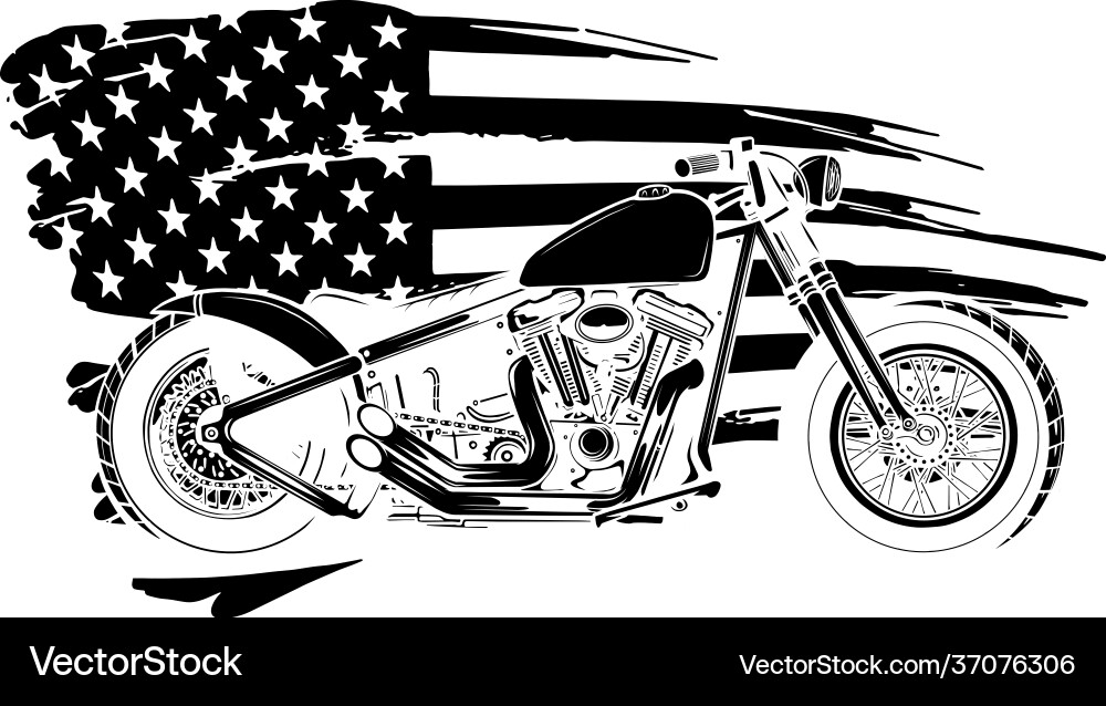 Black silhouette chopper motorcycle Royalty Free Vector