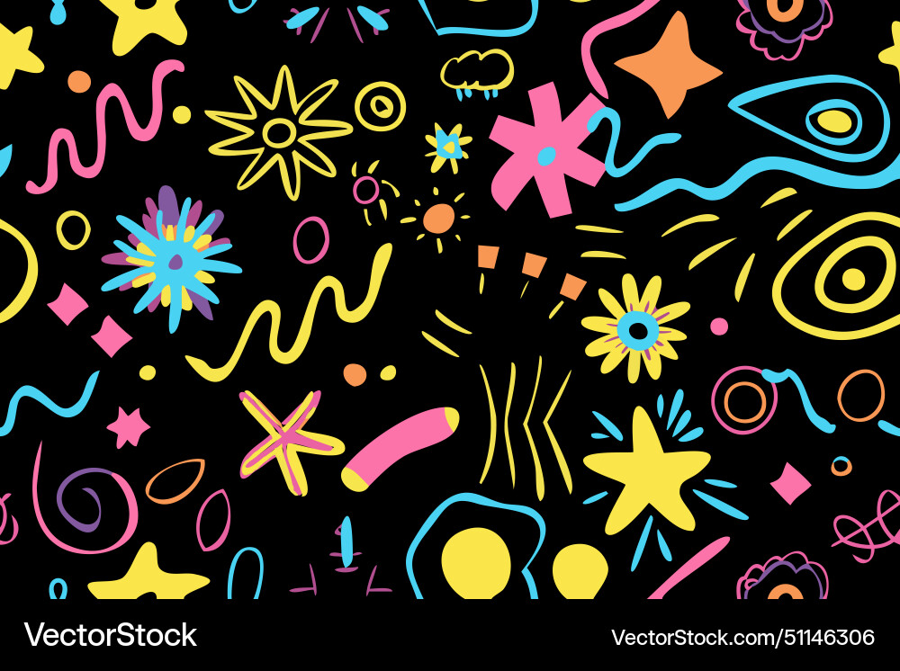 Fun shapes children seamless pattern flower Vector Image