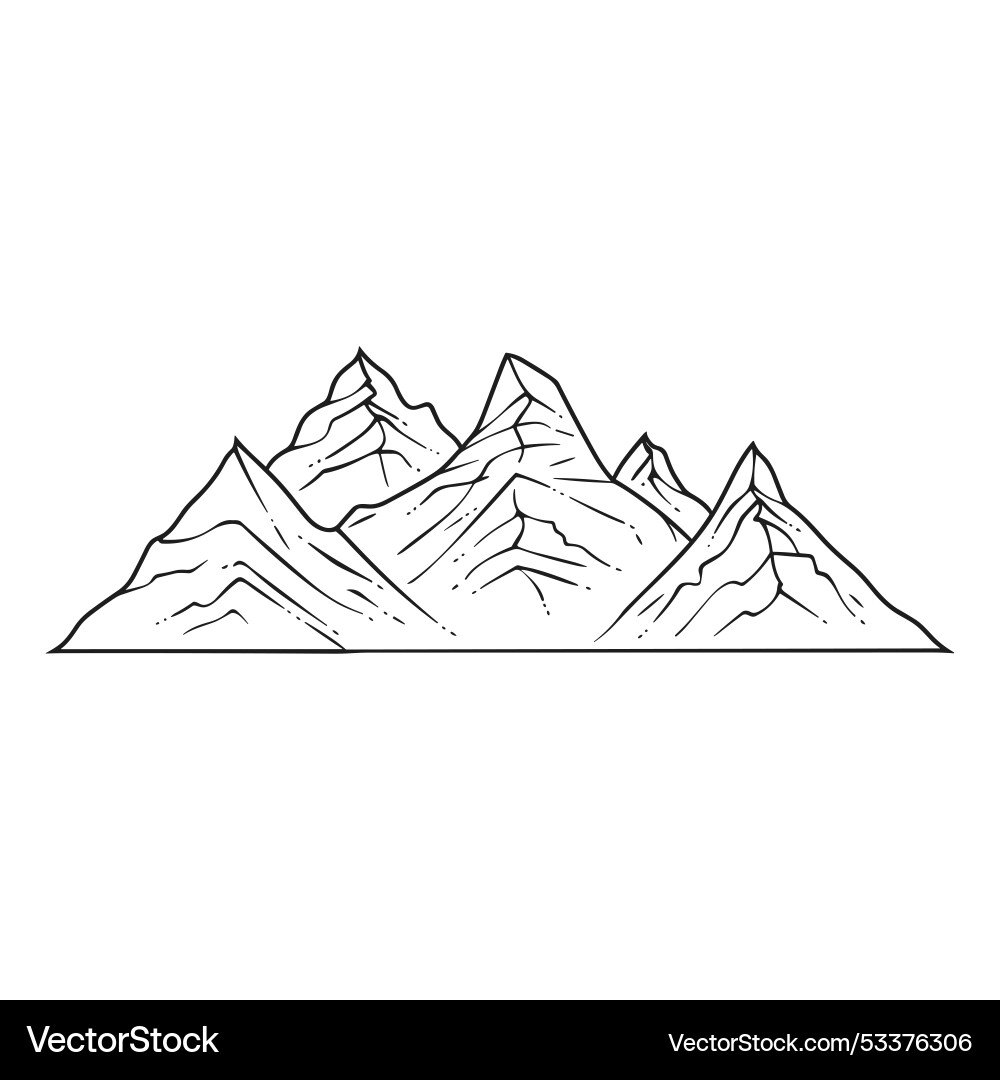 Line art mountain icon style Royalty Free Vector Image