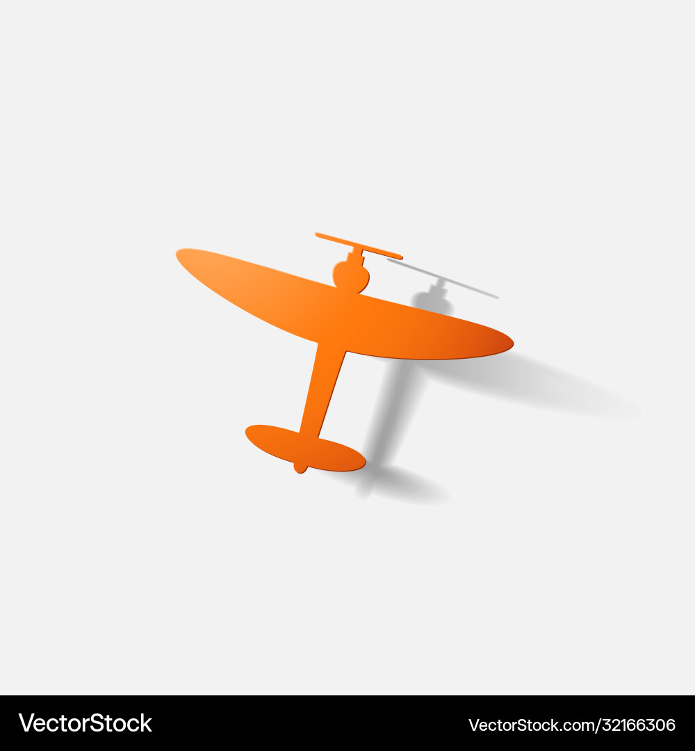 Paper clipped sticker aircraft plane Royalty Free Vector
